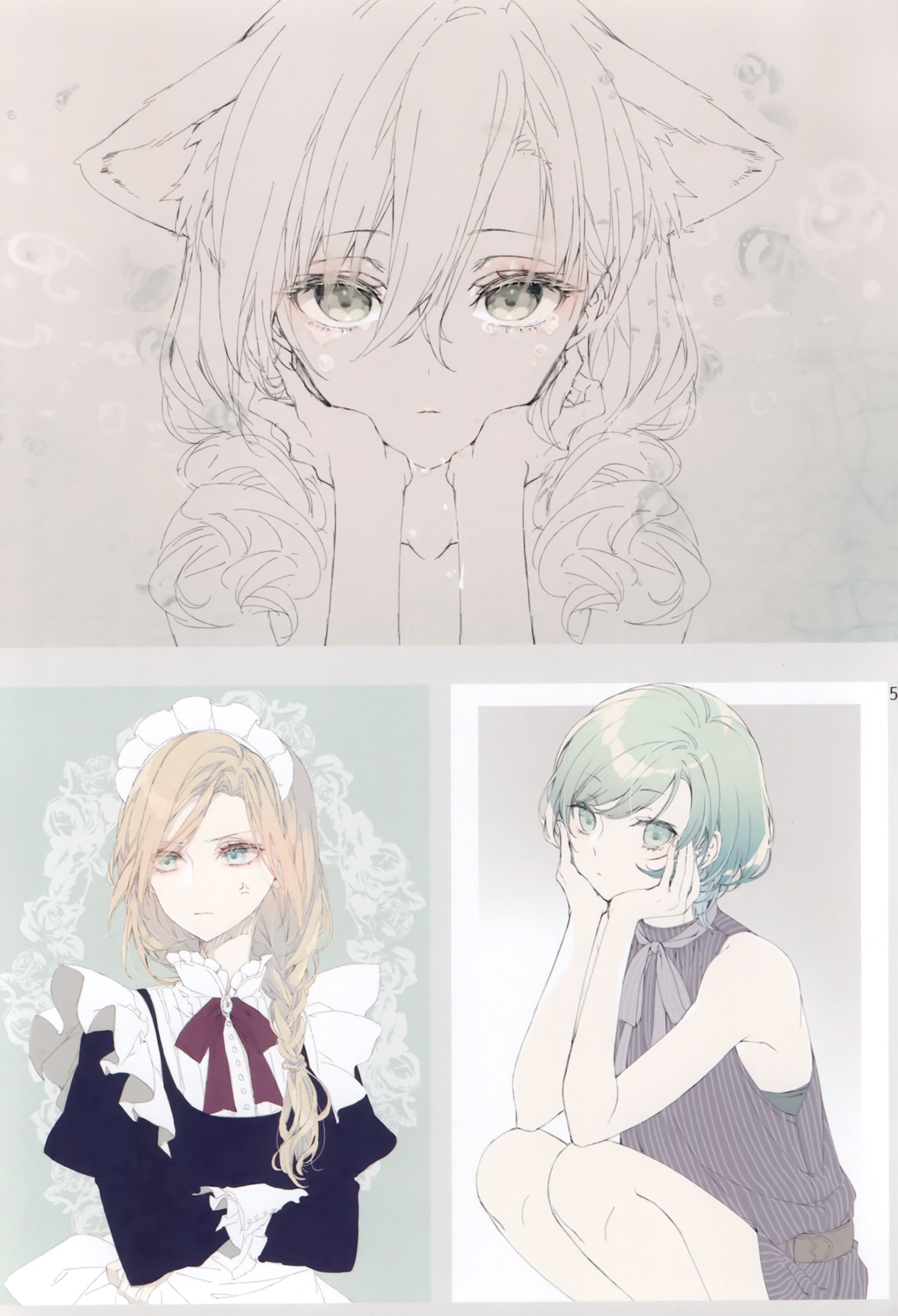 necotoxin inugami kira animal ears bra dress maid nekomimi sketch | #1201697 | yande.re